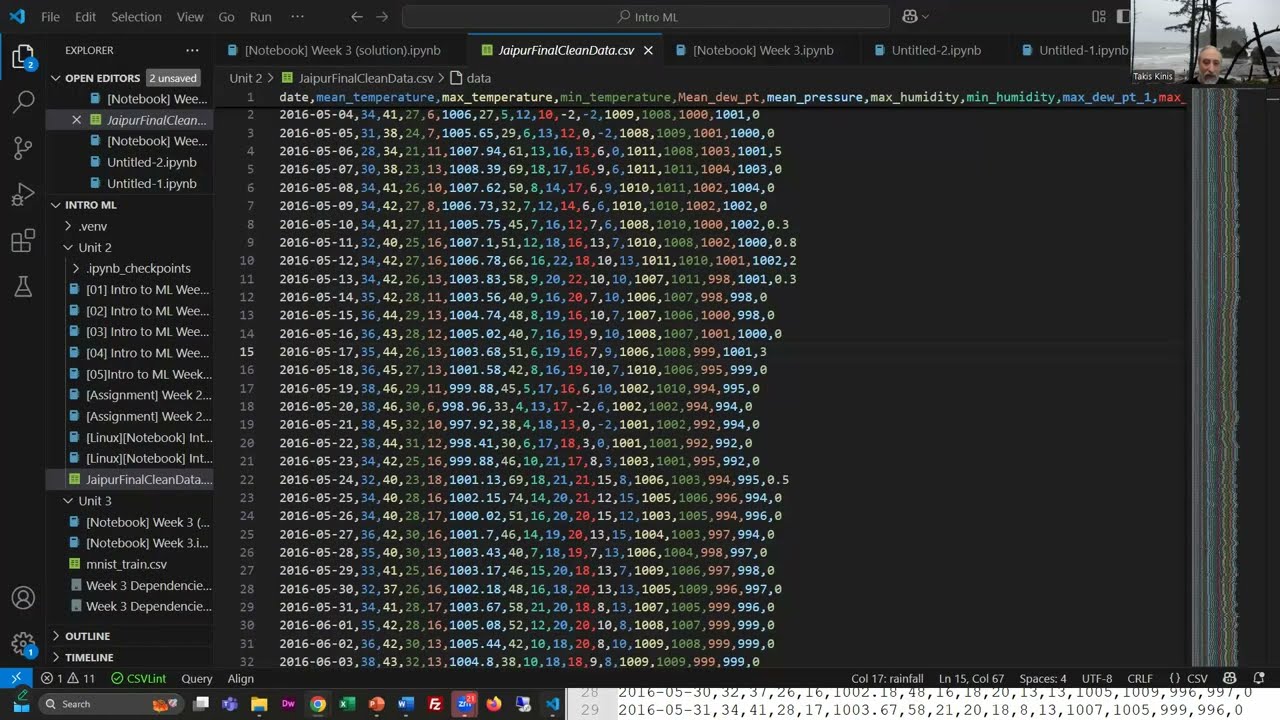 Intro to ML - Unit 2 Python Exercises - Loading data into a data frame and visualizing - Summer 2025