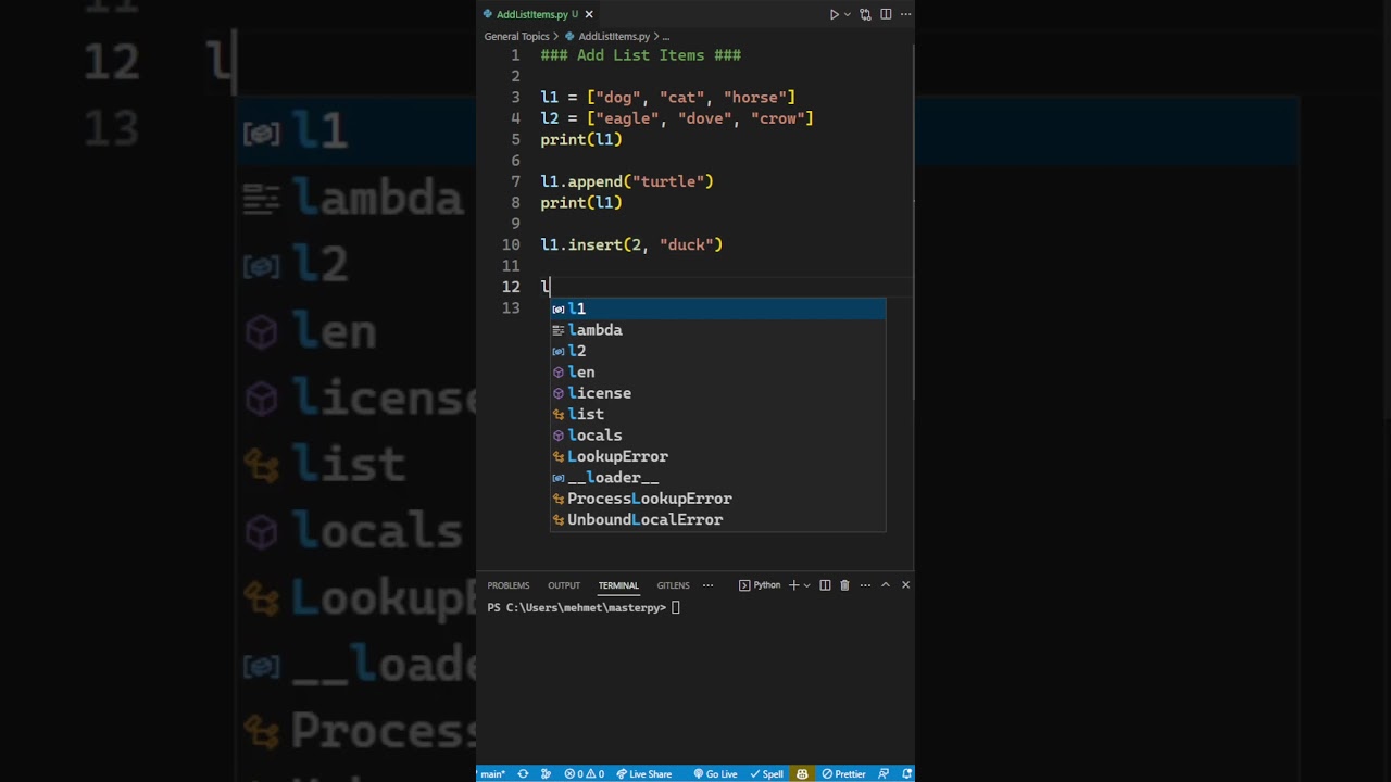Add Items To List in Python! #shorts #coding #ai #python #programming #computerscience
