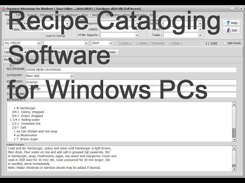 Recipe Cataloging Software for Windows PCs