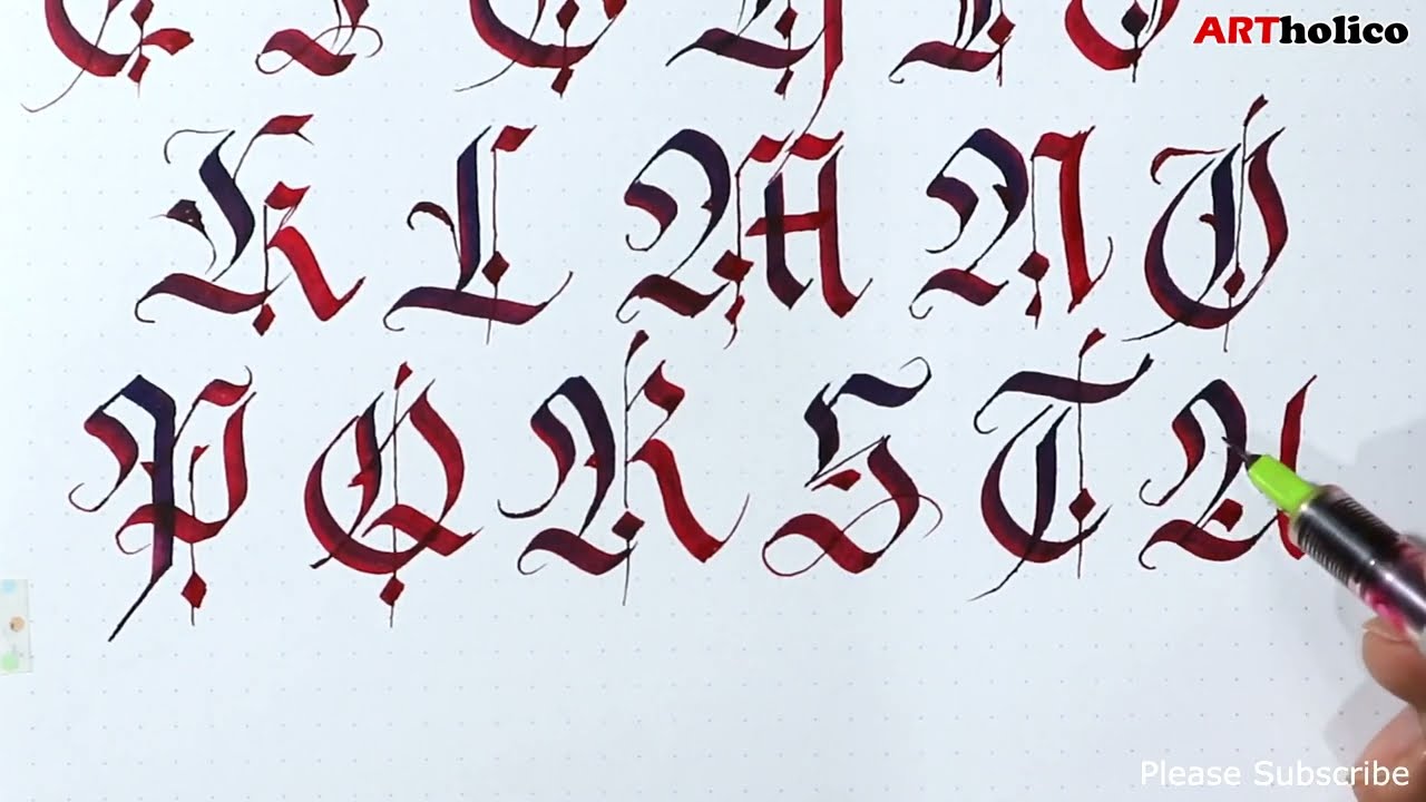 Gothic Alphabet Font Calligraphy for Beginners with Pilot Parallel Pen