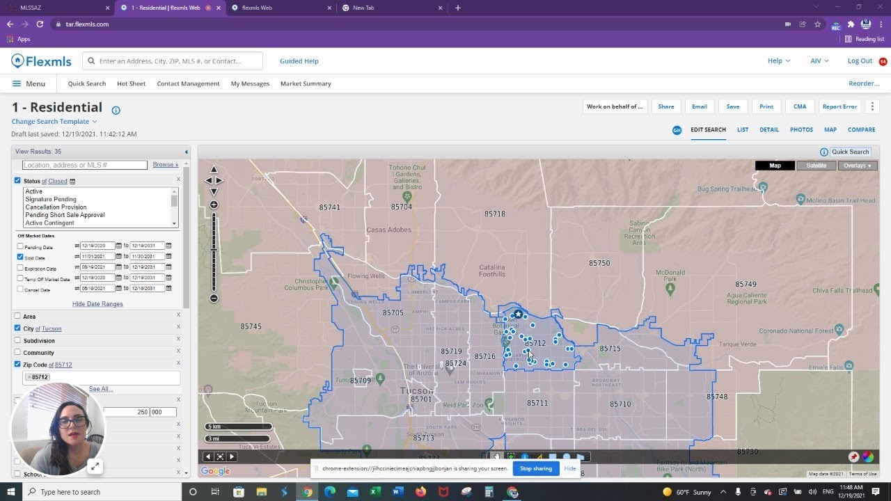 Tucson, Arizona closed home statistics for the zip code 85716