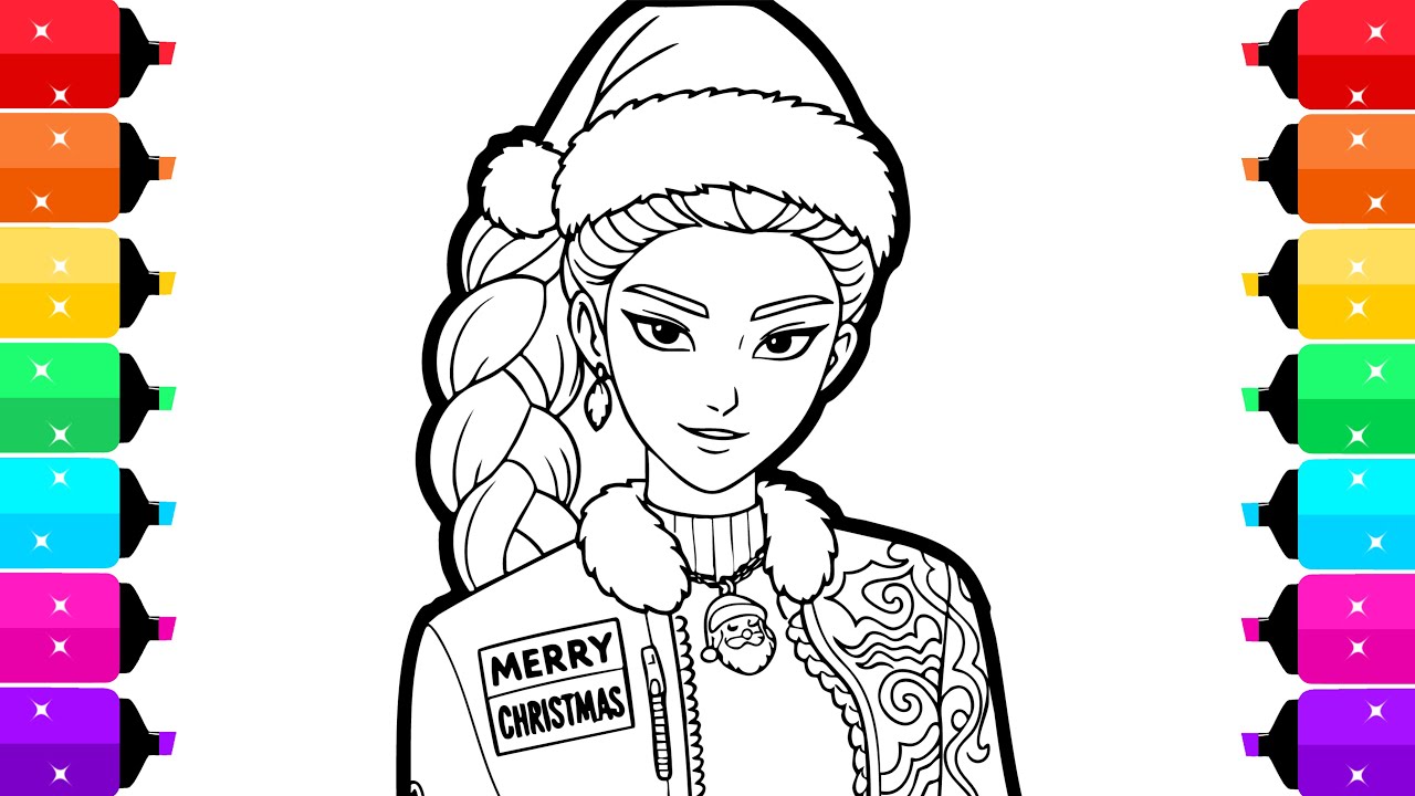 Kolorowanka Rumi (Huntrix) | KPop Łowcy Demonów – świąteczne kolorowanki