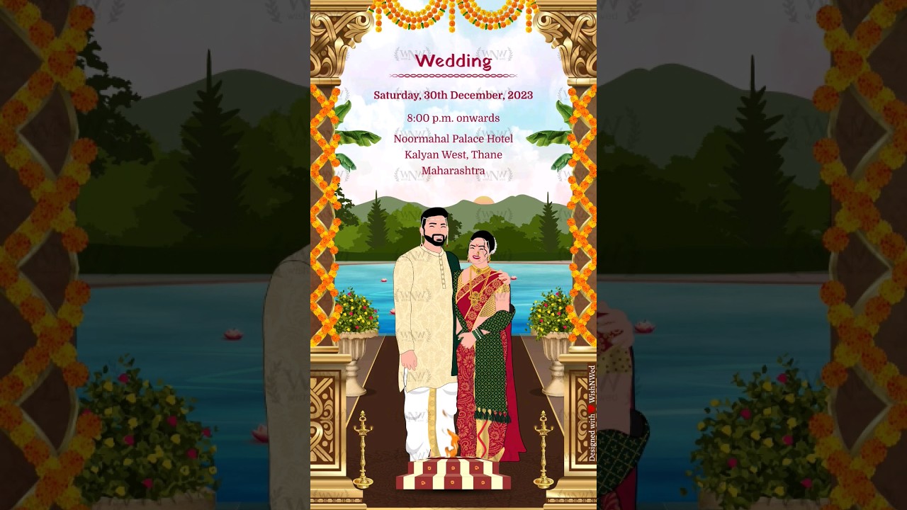 Marathi Wedding Invitation Video | Maharashtrian Wedding Invitation Video | Caricature | #shorts