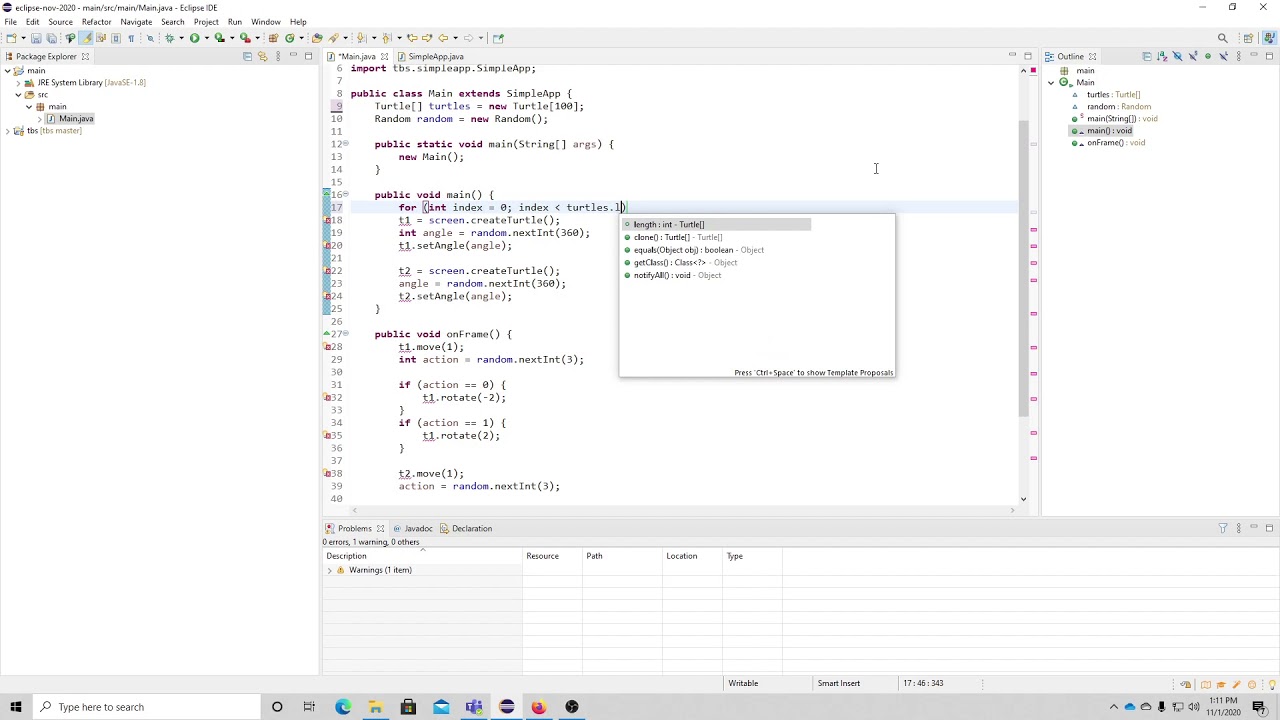Java arrays (with turtle graphics)