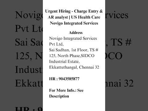 Urgent Hiring - Charge Entry & AR analyst | US Health Care Novigo Integrated Services
