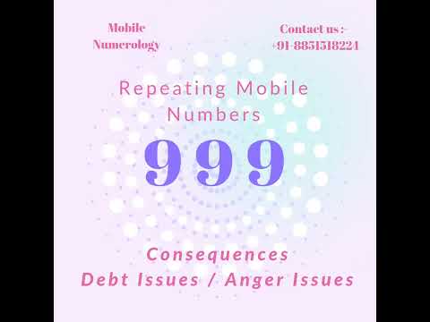 Repetitive numbers in Mobile #999 #numerology #mobilenumerology #astronumerology #predictions
