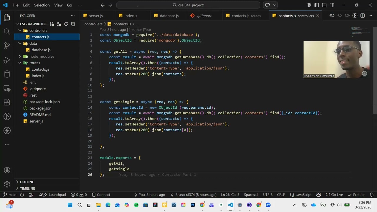 CSE-341 Contacts Project Part One