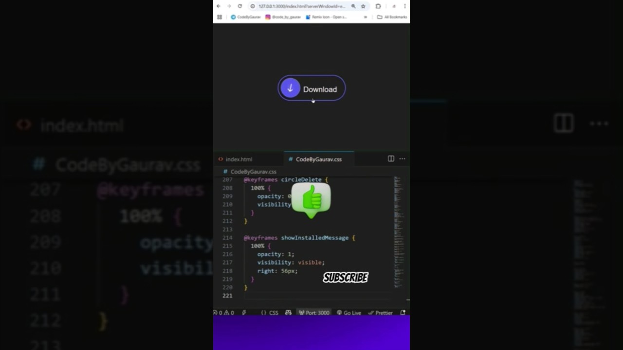 😱 Animated Download Button #webdevelopment #htmlcss #animation #shorts 🤯 #cssanimation #css