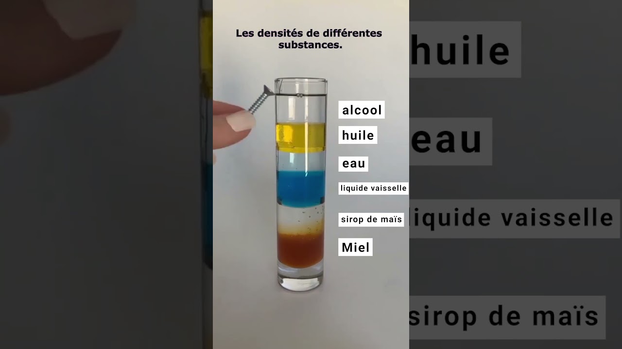 les densités des différentes substances