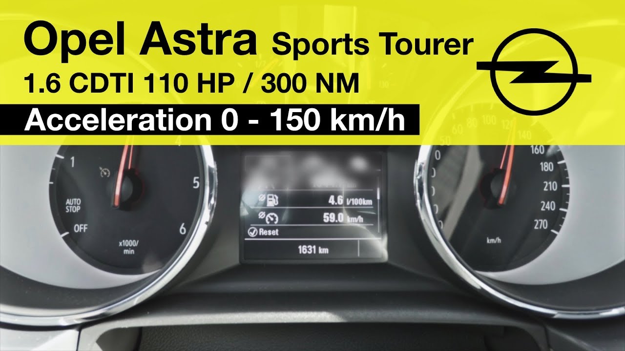 Opel Astra K Sports Tourer 1.6CDTI (110 HP) Acceleration 0 - 150 km/h