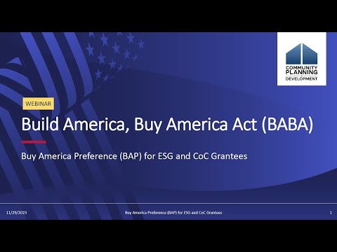 Build America, Buy America Act Webinar for ESG and CoC Grantees