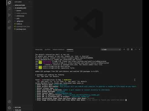 NodeJS Readme.md Generator