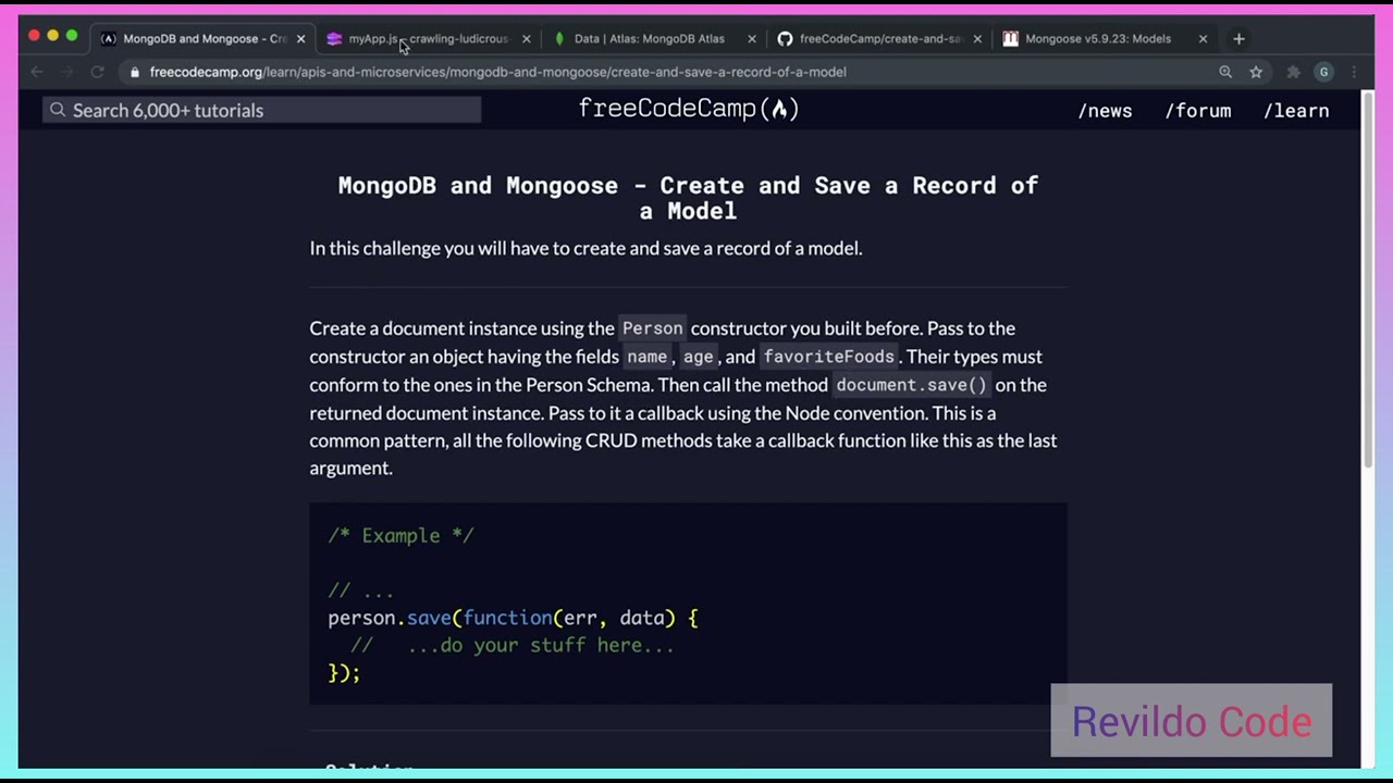 Create & Save a Record of a Model |Mongodb full course | Full tutorial for beginners | #revildo_code