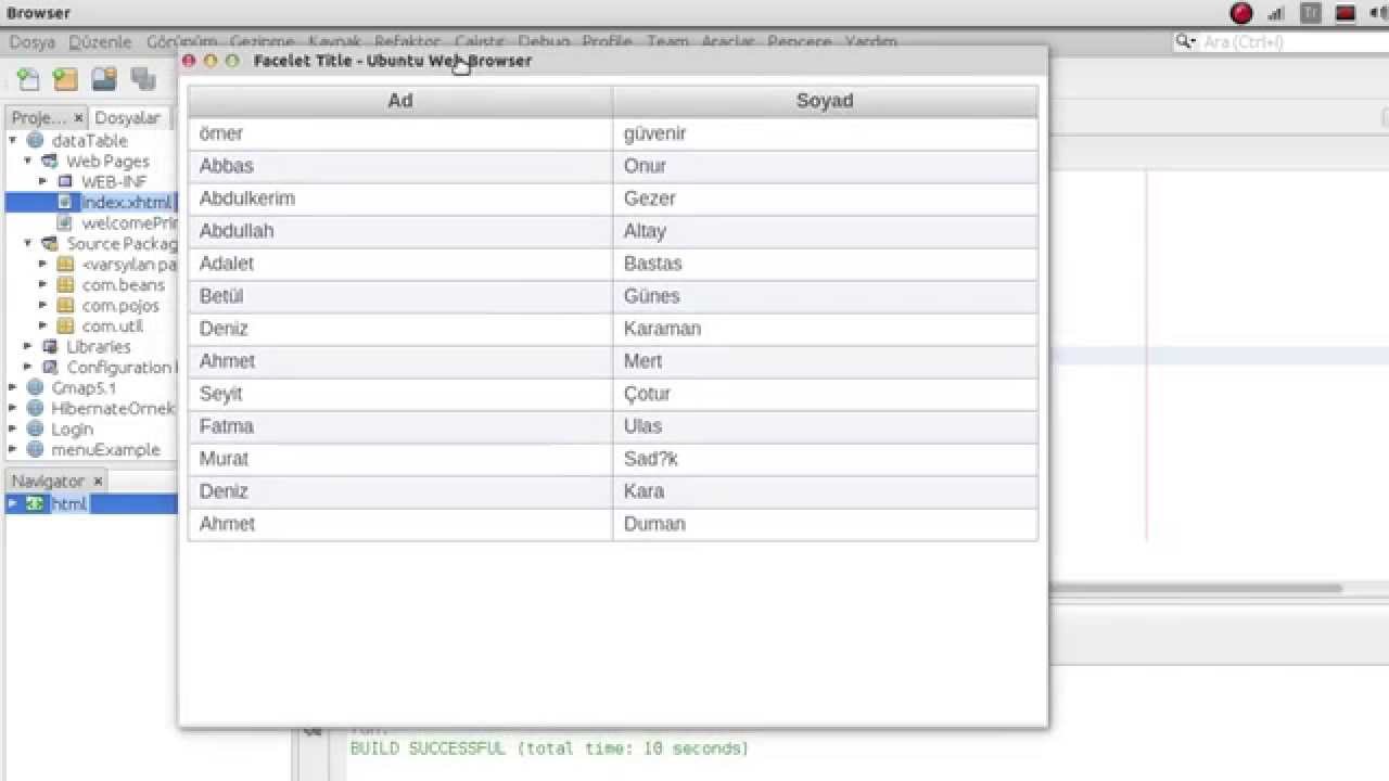 Jsf Primefaces Hibernate dataTable Example