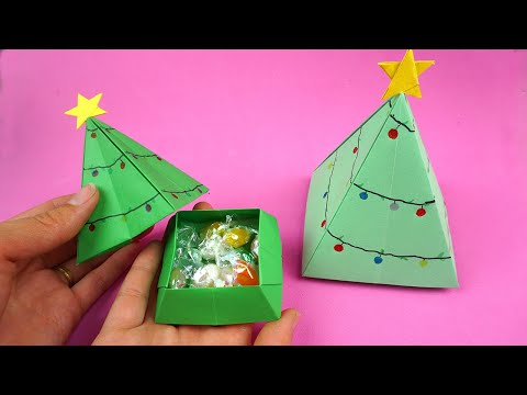 Weihnachtsdeko basteln: Geschenkbox Tannenbaum basteln 🎄 - Basteln für weihnachten