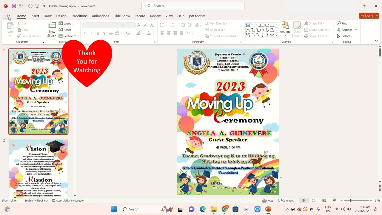 Printing Graduation/Moving Up Program in Powerpoint Format