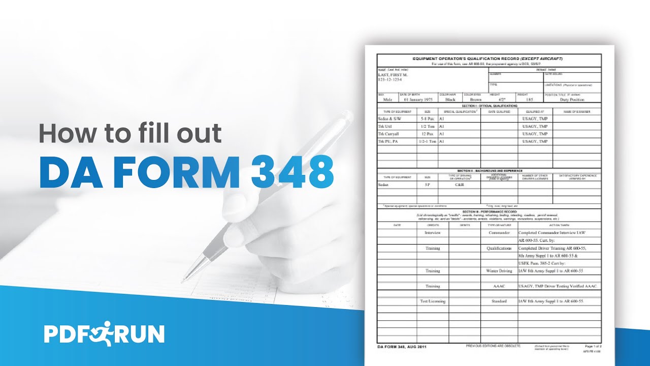 How to Fill Out DA Form 348 Online | PDFRun