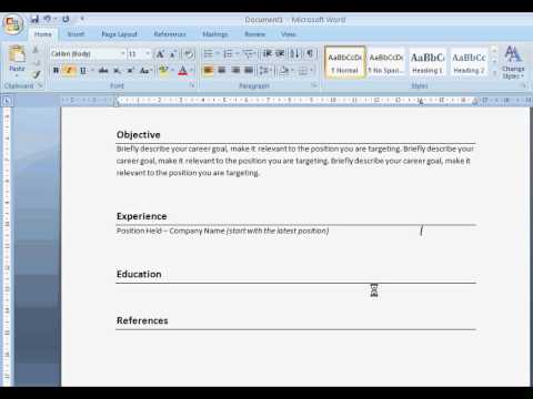 Create A Resume with Word 2007