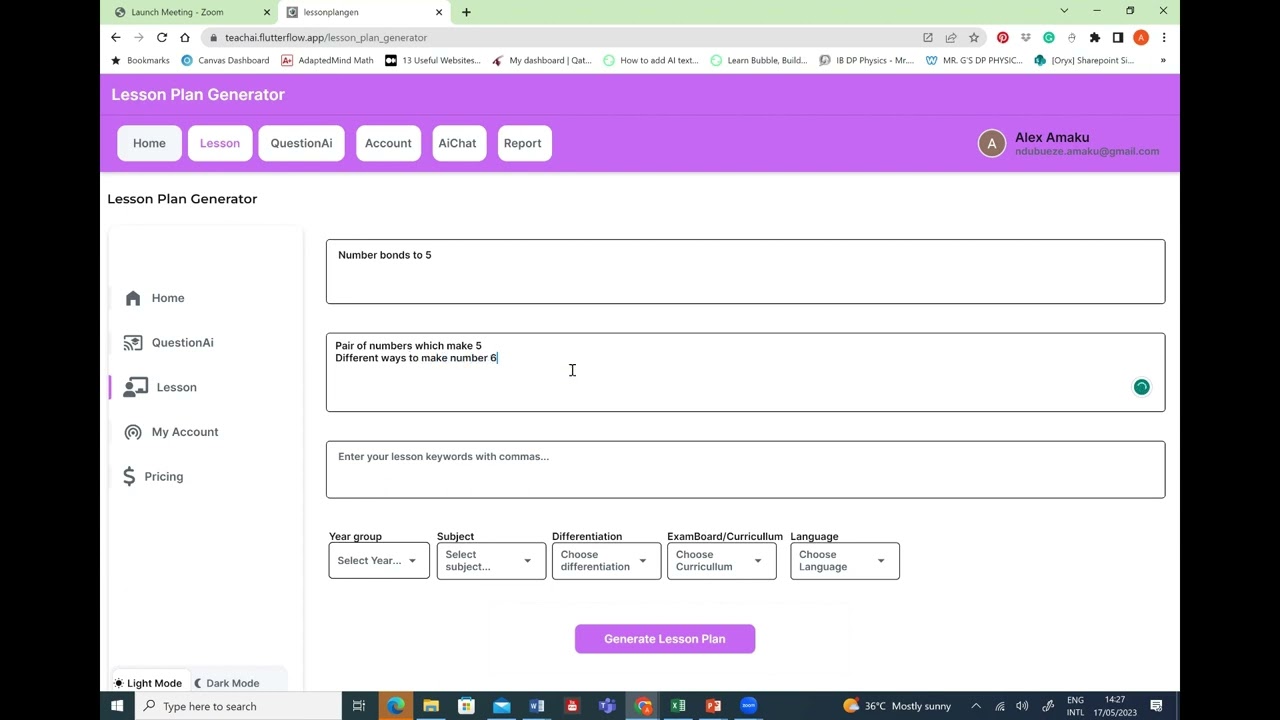 Lesson Plan Generator in Action Using TeachAi
