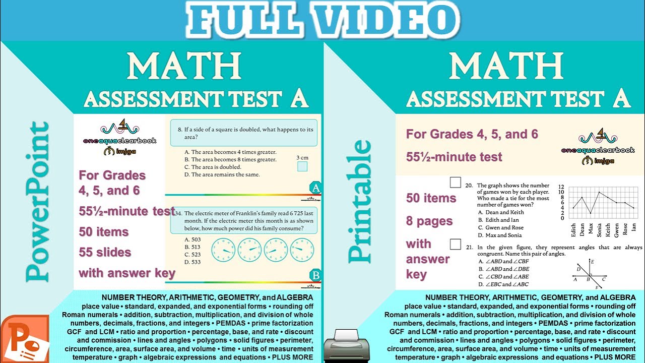 FULL VIDEO | Math Assessment Test A for Grades 4, 5, and 6