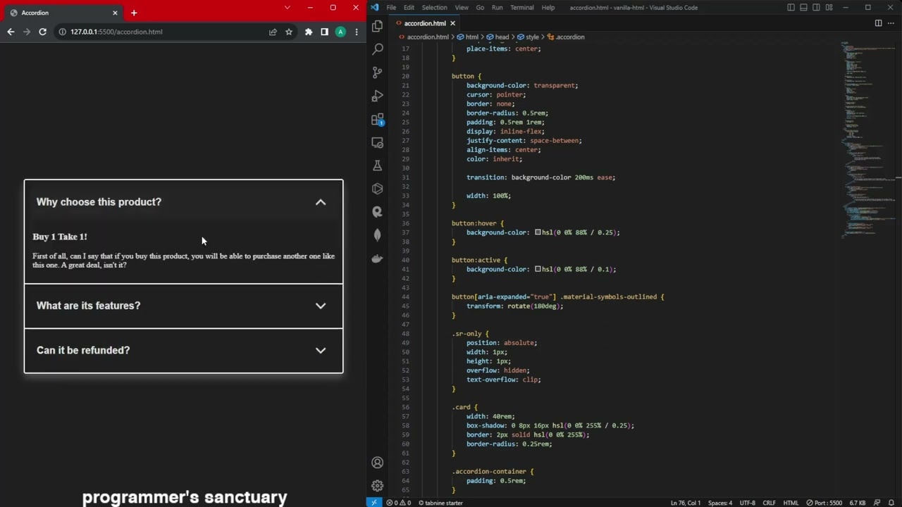 Make an accessible accordion in Vanilla JavaScript now!