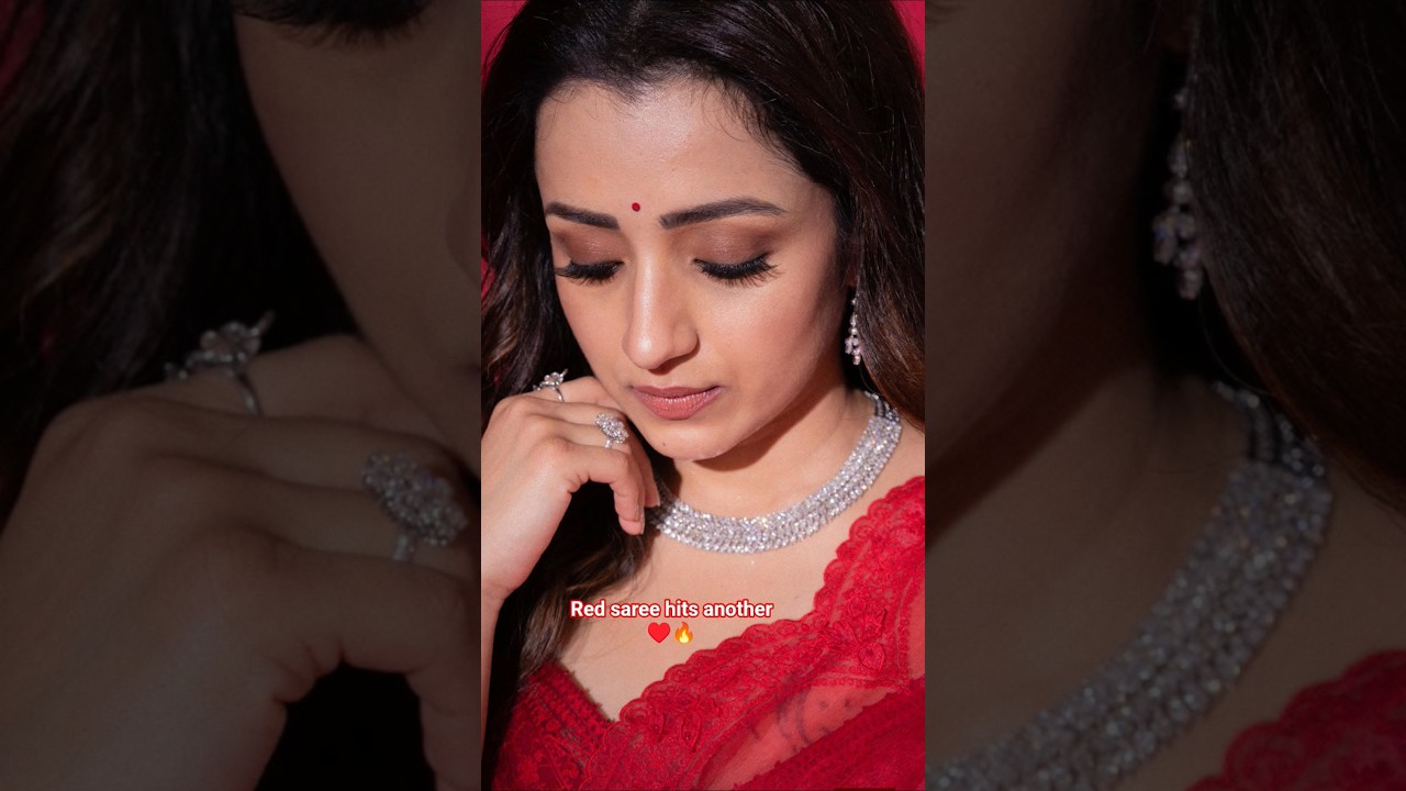 Red saree hits another 🔥♥️ #look #glamour  #beauty #saree #fabulous #gorgeousness #trishakrishnan