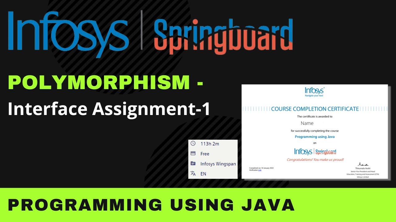 Interface Assignment 1| Programming Using Java | Infosys Springboard