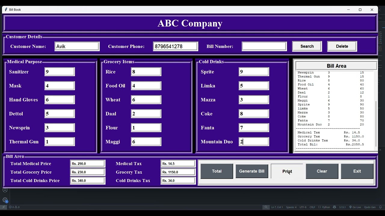 Build a Complete Billing System in Python with Tkinter | Step-by-Step Tutorial
