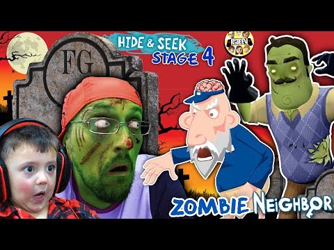 ZOMBIE HIDE n SEEK! FGTEEV Hello Neighbor! Stage 4 BRAINZZZZ (Gameplay / Skit)