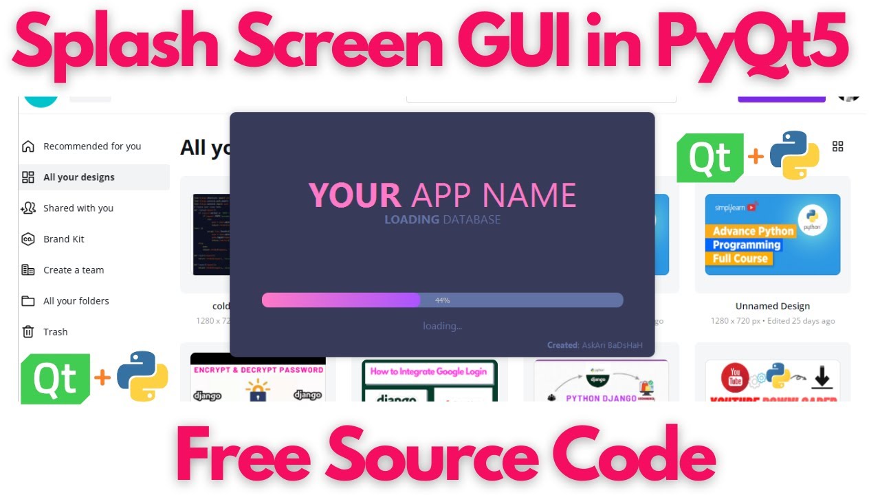 Splash Screen in PyQt5 Gui Free Source Code