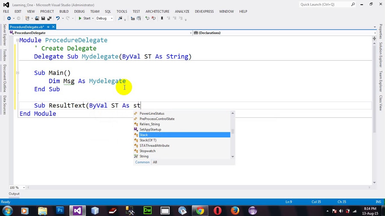How to Procedure Delegates in VB NET 2012