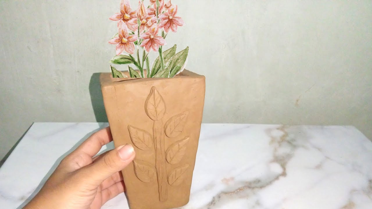 cara membuat vas bunga dari tanah liat|kerajinan tanah liat mudah|prakarya tugas sekolah