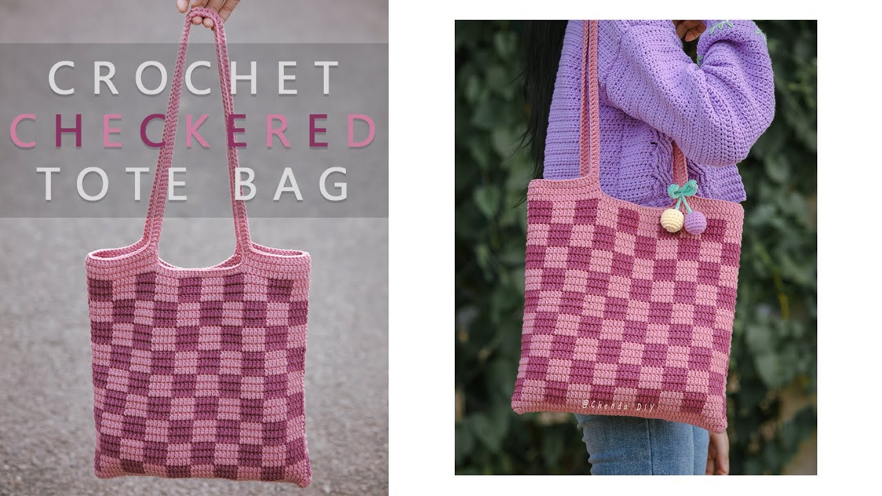 Easy Crochet Checkered Tote Bag Tutorial | Chenda DIY