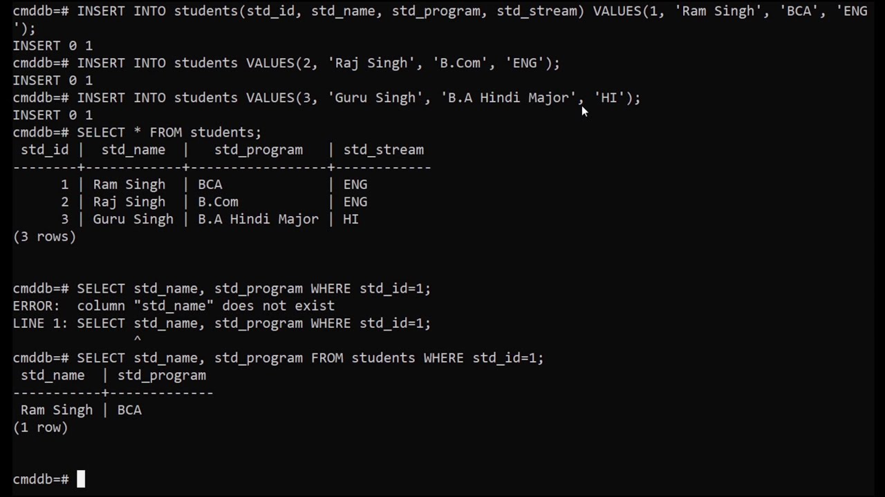 PostgreSQL Tutorial (CMD/TERMINAL): CRUD - CREATE, READ, UPDATE, DELETE