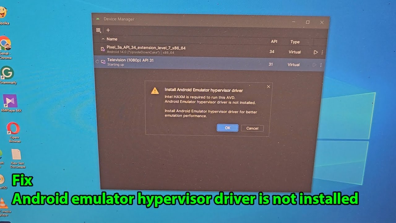 Install android emulator hypervisor driver for amd processors