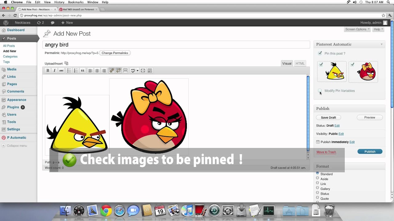 Pinterest Automatic Pin Wordpress Plugin