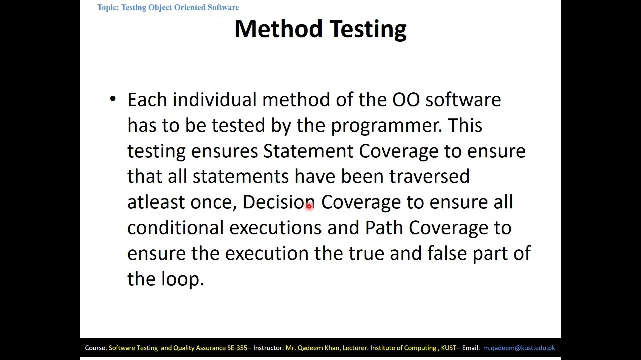 Lecture 9: Testing Object Oriented Software