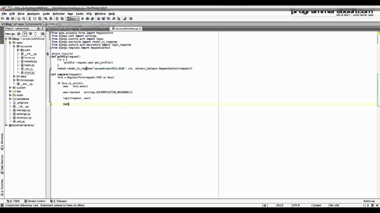 Register User - Full Web Framework Python Django Tutorial XXIX Blog - Windows/Linux/Ubuntu