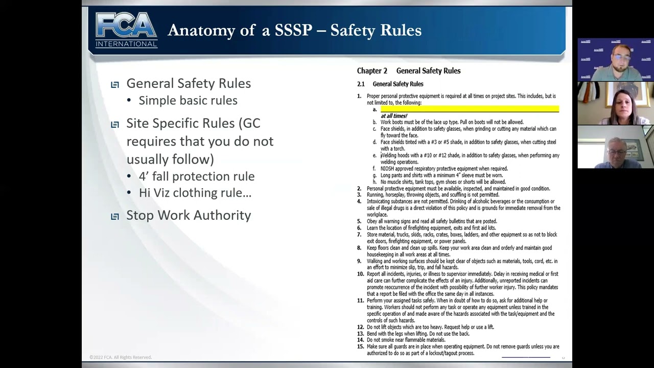 Site Specific Safety Plans - 2023 FCA Safety Call