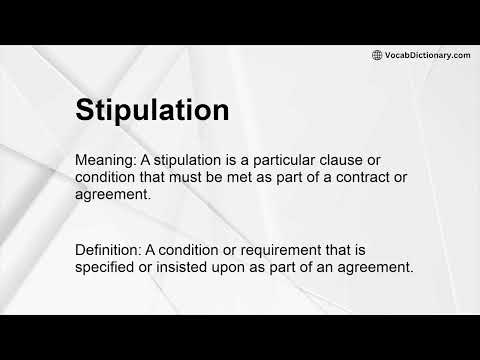 Stipulation Meaning