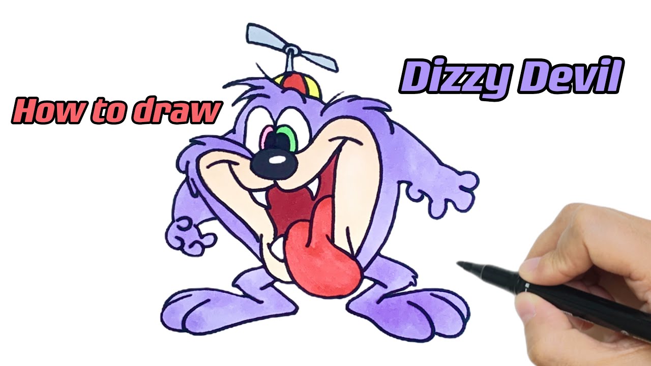How to Draw Dizzy Devil Step by Step | Tiny Toon Adventures - Easy and Fun for beginners