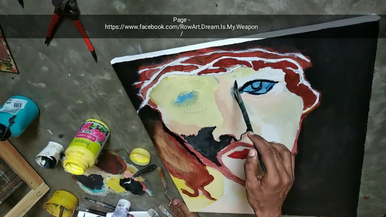 Jesus 4 | how to make Jesus Christ painting on canvas by acrylic medium | tutorial