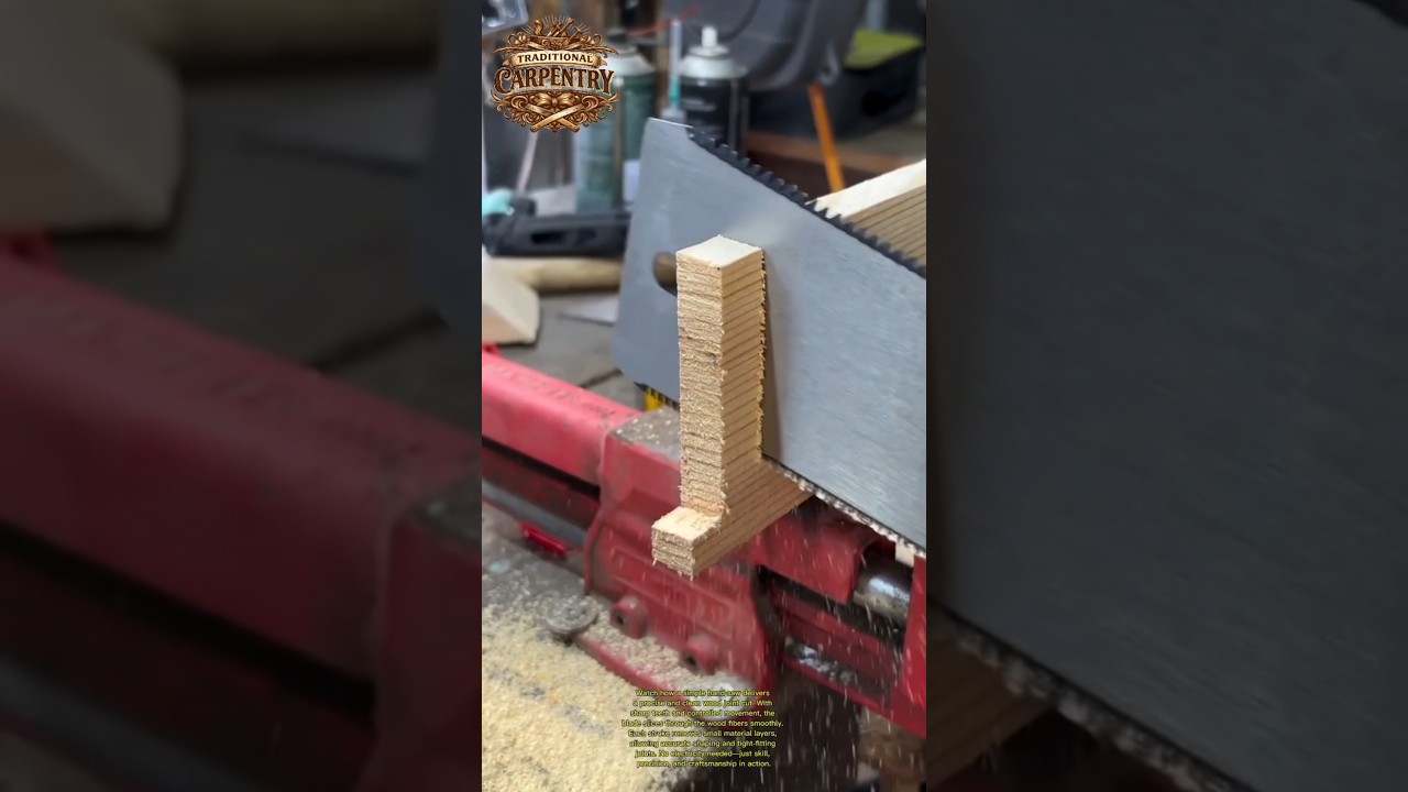 Perfect Wood Joint Cut with Hand Saw Skill #woodworking #tools #DIY