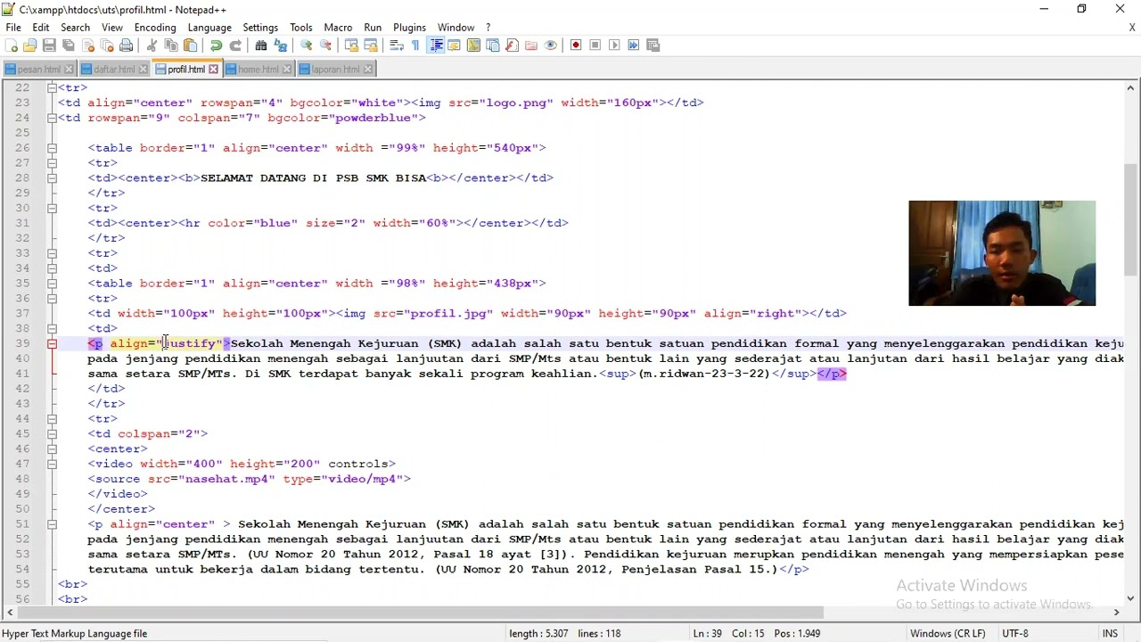 UTS PEMROGRAMAN WEB 1 (Profil)