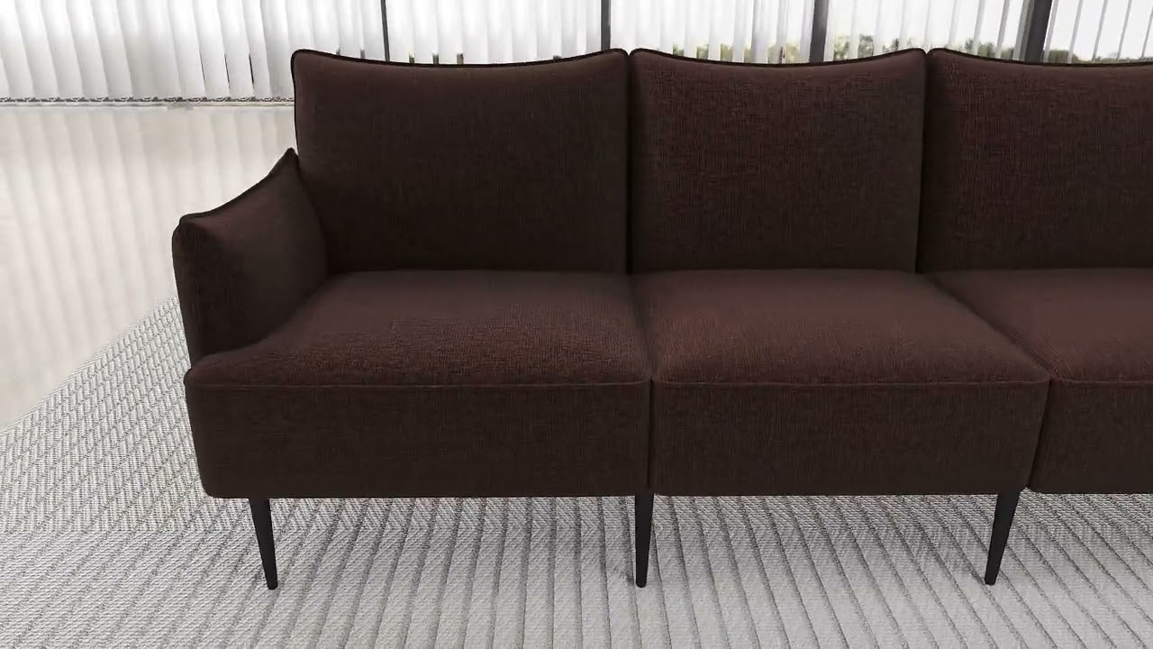 Wahson Modular Sofa in Chenille Couch Modern Sectional Sofa Settee for Office Living Room, Brown