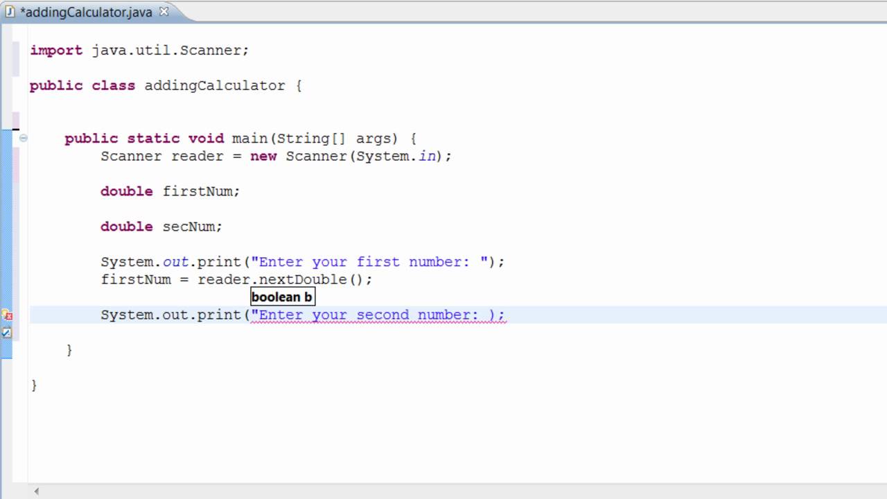8TH Java tutorial- Basic Calculator