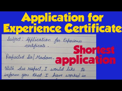 Application for Experience Certificate|how to write application for experience certificate