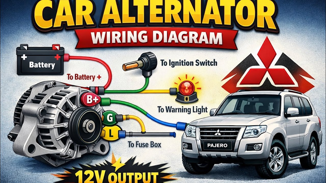 How to wire mitsubishi pajero 2 pin alternator | mitsubishi pajero alternator wiring diagram