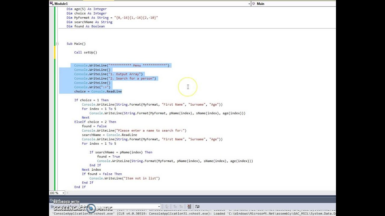 VB Programming - Arrays Structured in Procedures