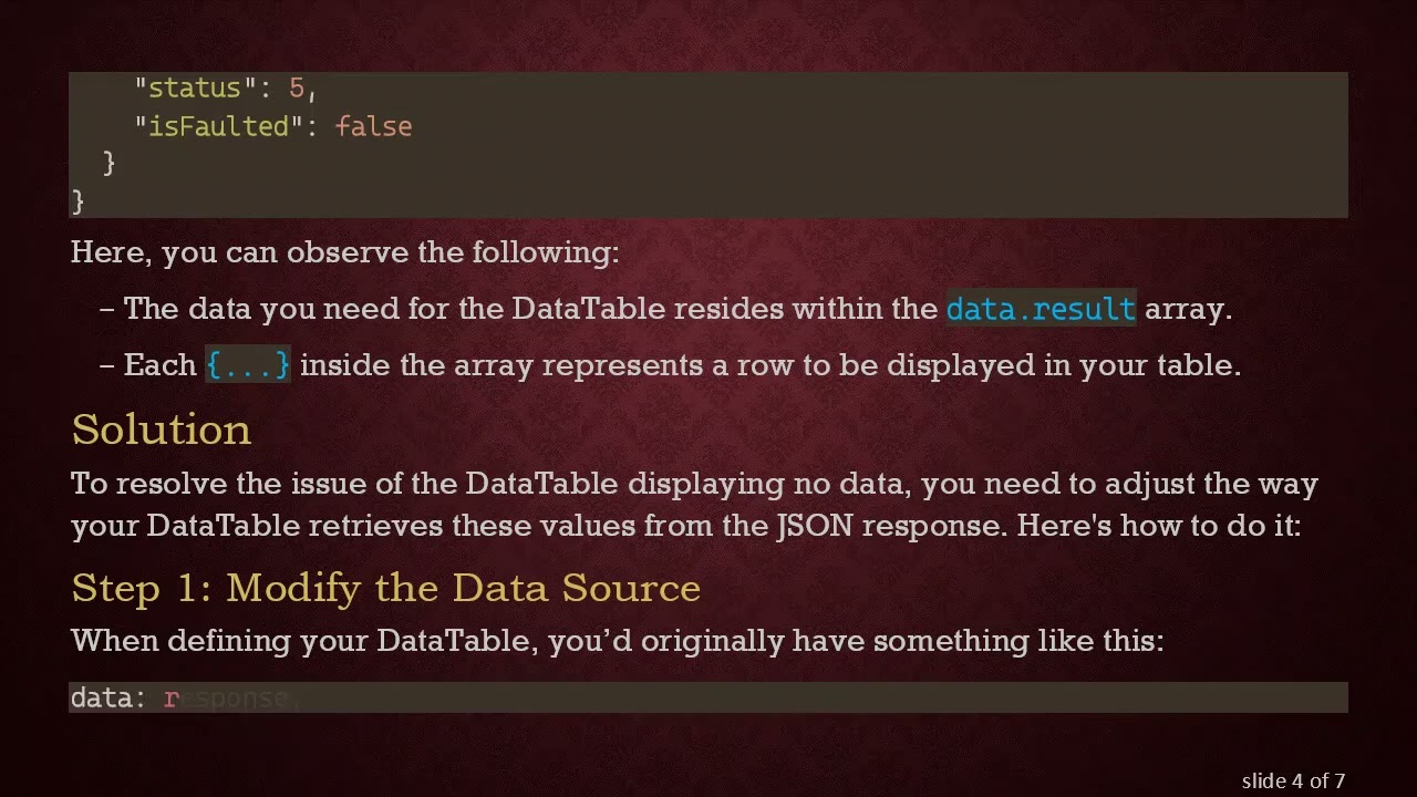 Resolving the No data available in table Issue with jQuery DataTables